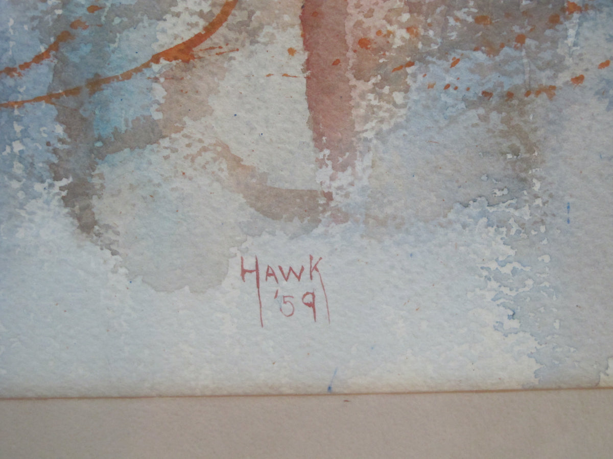 WALTER HAWK Framed Blue Abstract Original Art WATERCOLOR Painting – The ...