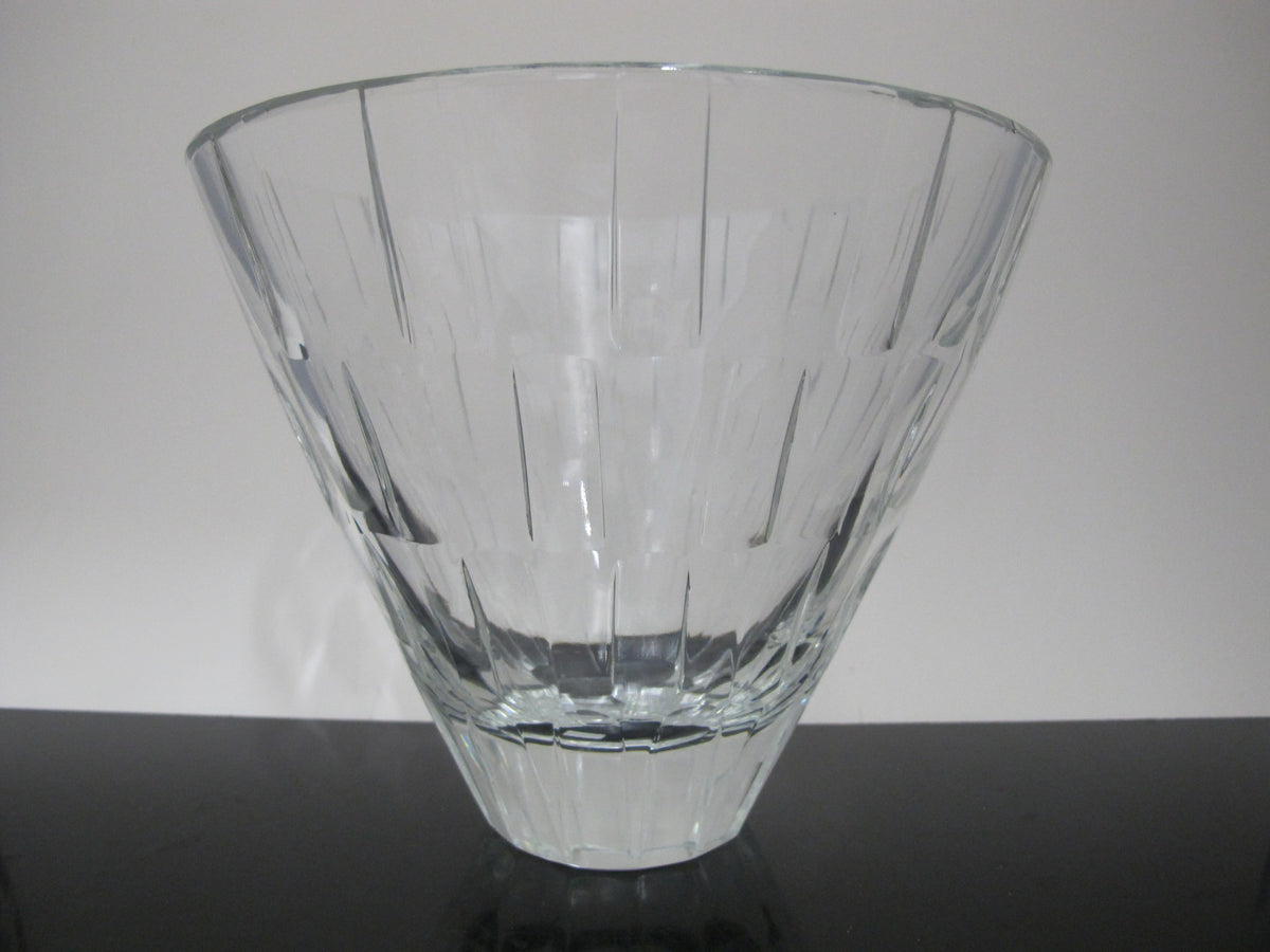 Large STUART Clear Geometric Art Cut Glass Crystal CONICAL 6 3/4" Bowl ...