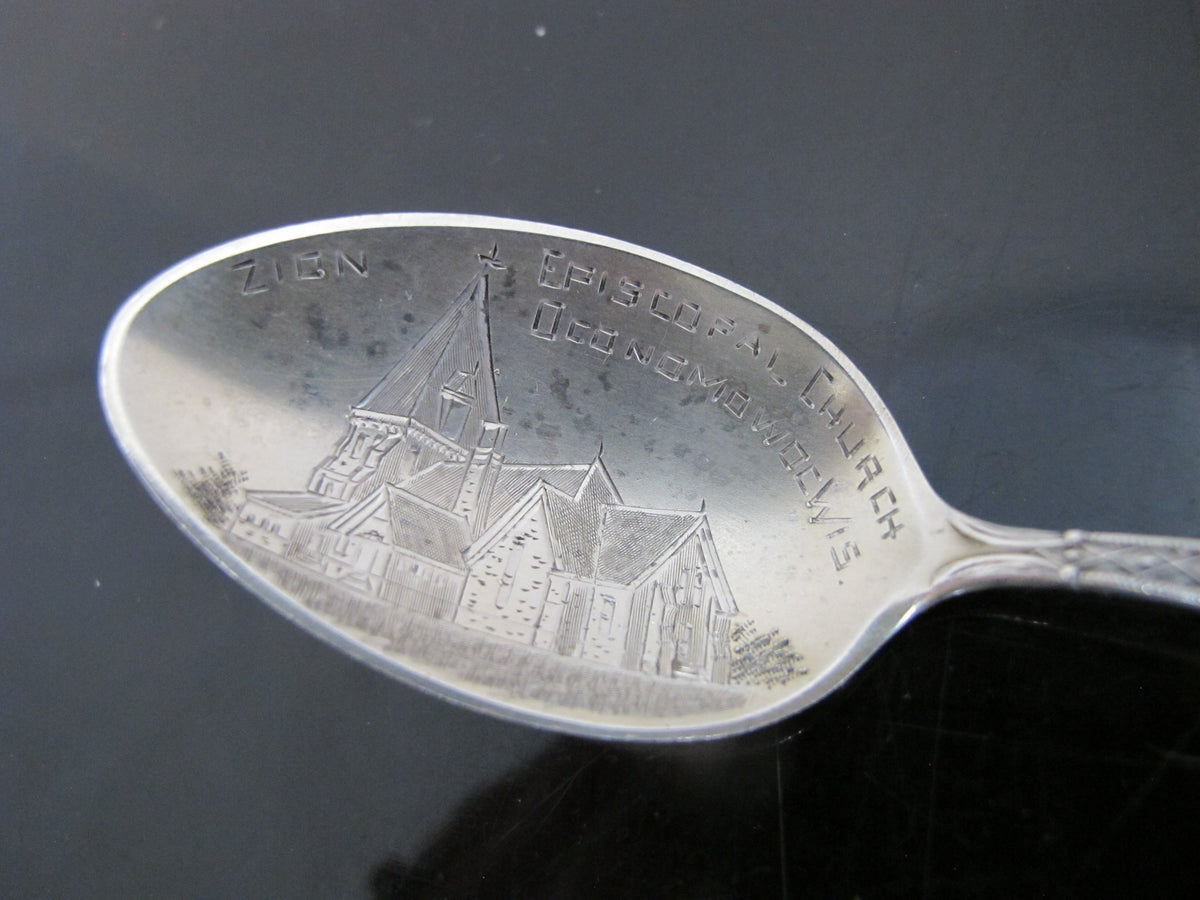 Antique STERLING Silver ZION Episcopal Church Oconomowoc NATIVE Souven ...