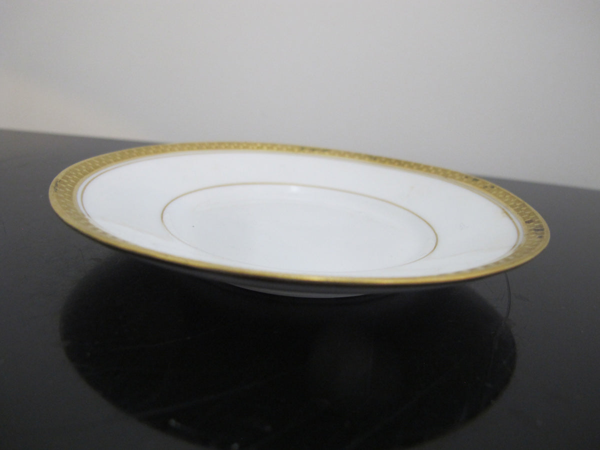 GOA Limoges France Gold Encrusted PORCELAIN 5" Plate or Saucer Pair ...
