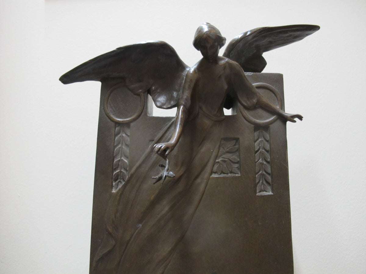 HERMANN MULLER German Bronze WORKING MAN & Guardian Angel Sculpture ...