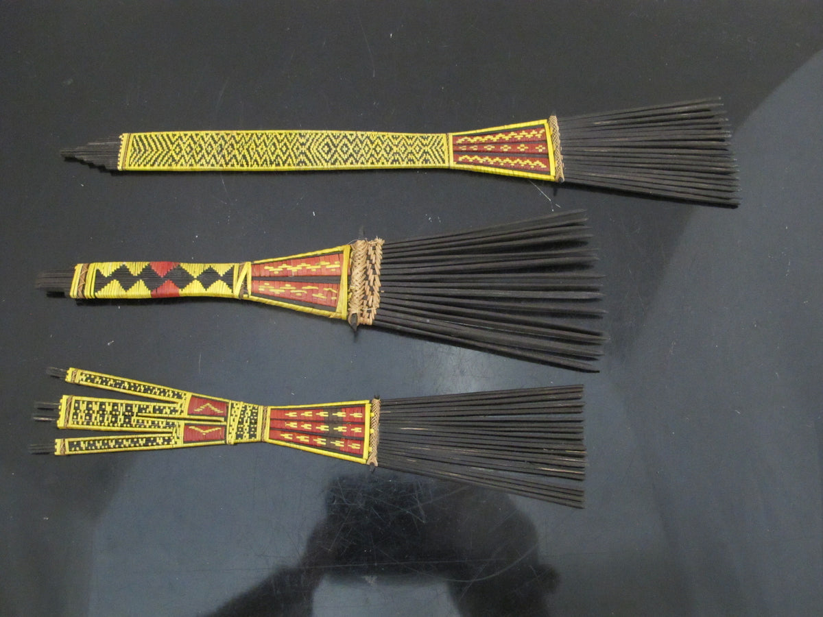 Antique MALAITA Solomon Islands Woven Black Palm Frond Head COMB Set ...