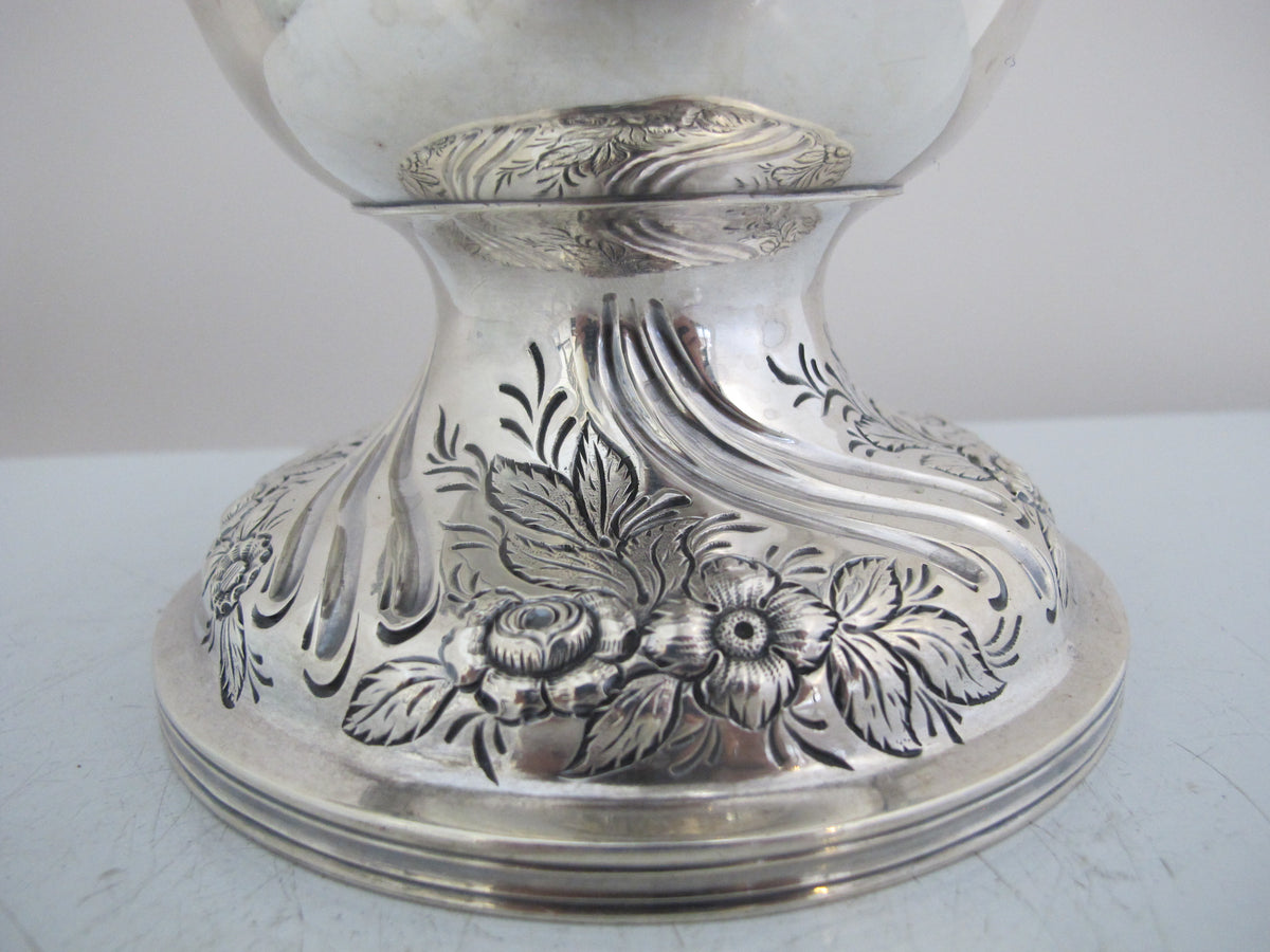 Antique Early S KIRK Repousse CHINESE Figural Bird & Flower Silver COF ...