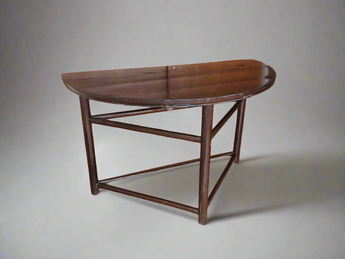 Antique Chinese Half Moon Table Dark with Wood Joining & Dark Stain ...