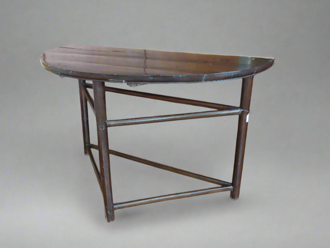 Antique Chinese Half Moon Table Dark with Wood Joining & Dark Stain ...