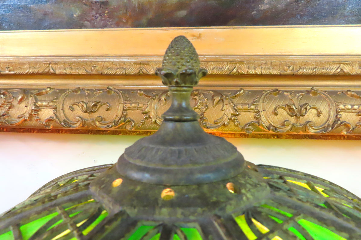 Beautiful Bradley Hubbard Bronze & Glass Panel Tree Form Table Lamp ...
