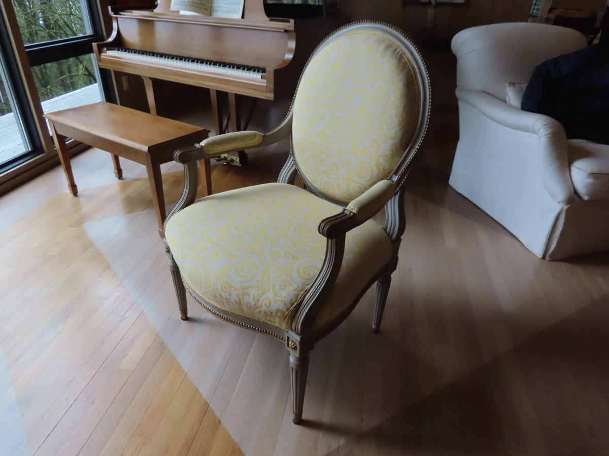 French Provincial Desk Chair with Decorative Wood & Scrolled Arms – The ...