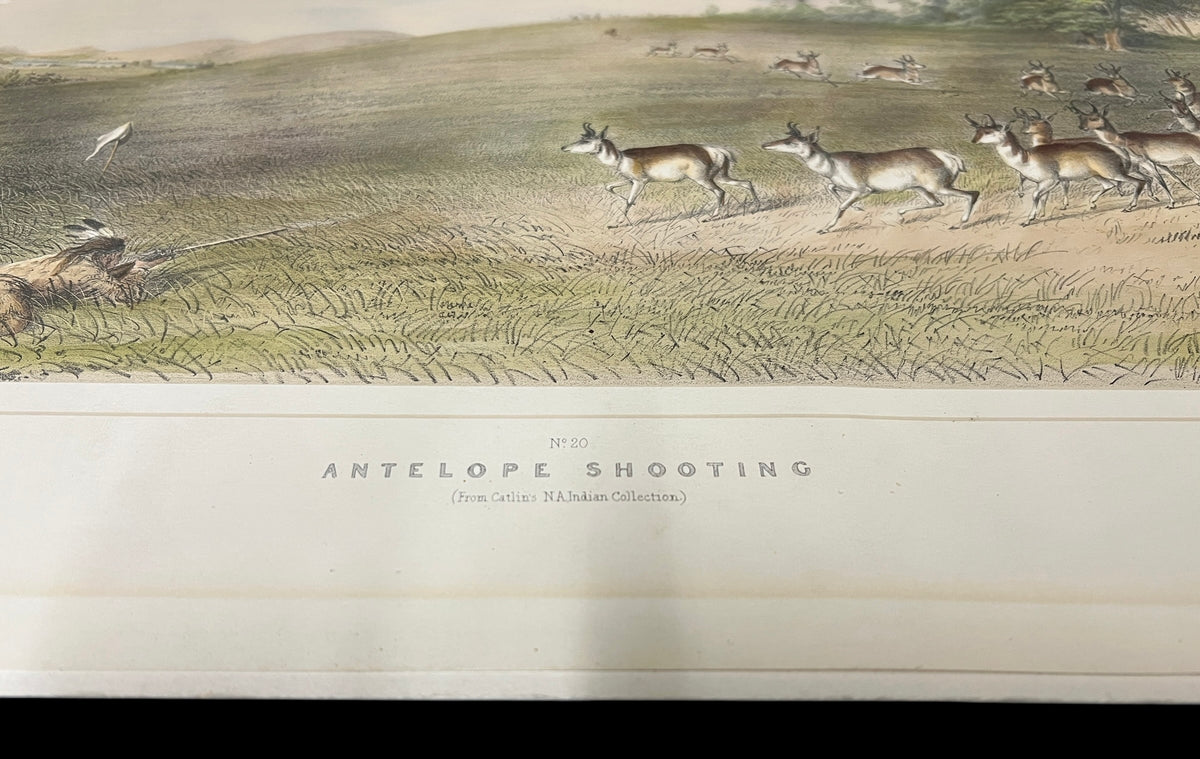 George CATLIN 1870s Hand-Colored Lithograph Print ANTELOPE SHOOTING ...
