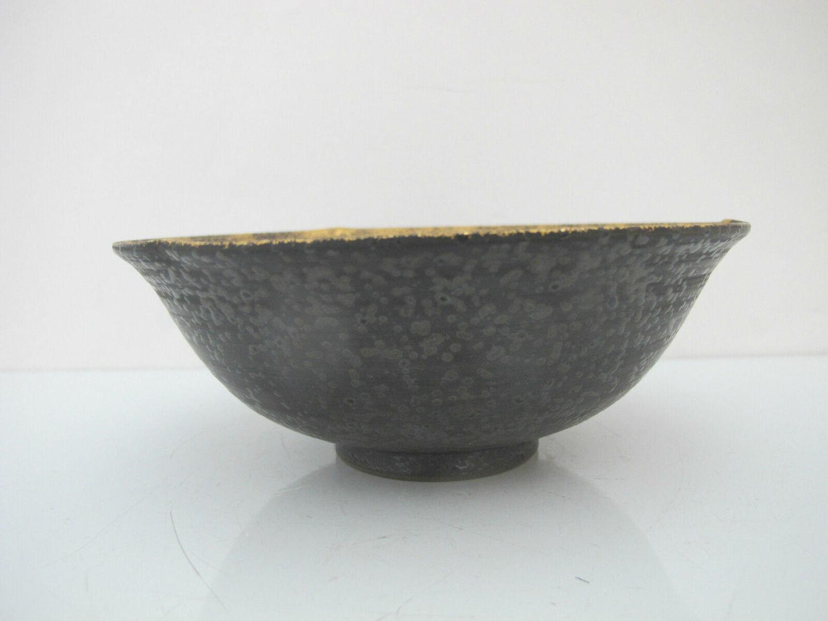 Contemporary Asian Studio Pottery Gold & Silver Metallic Flower Bowl ...